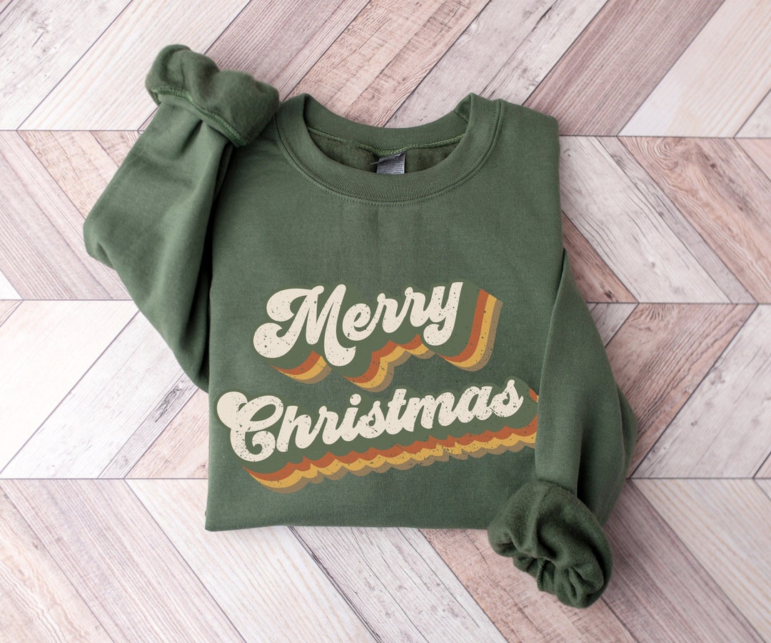 Retro Christmas Sweater, Vintage Looking Christmas Sweatshirt, Merry ...