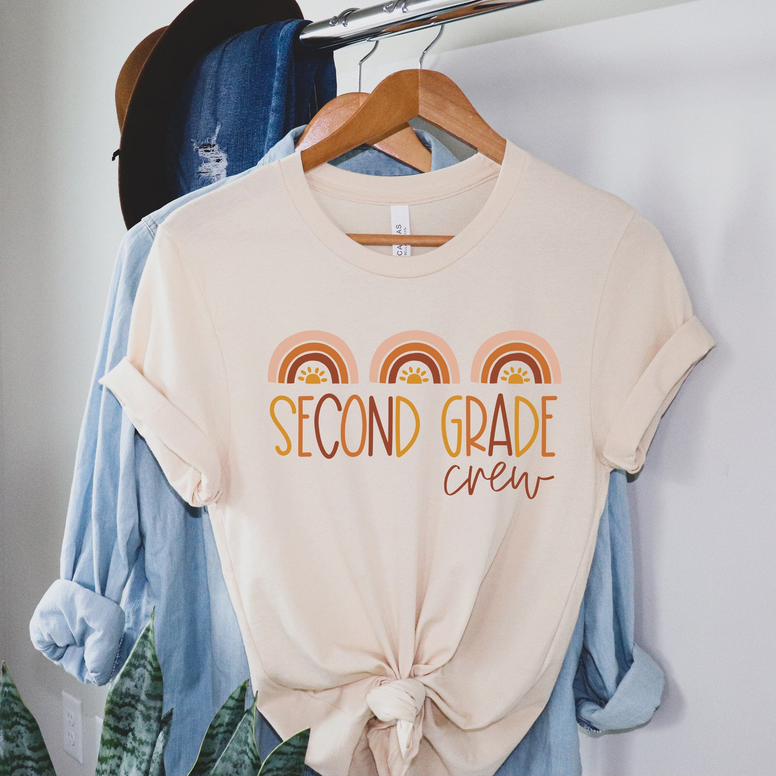 Retro Rainbow Second Grade Teacher 2nd Grade Teacher Shirt - Etsy