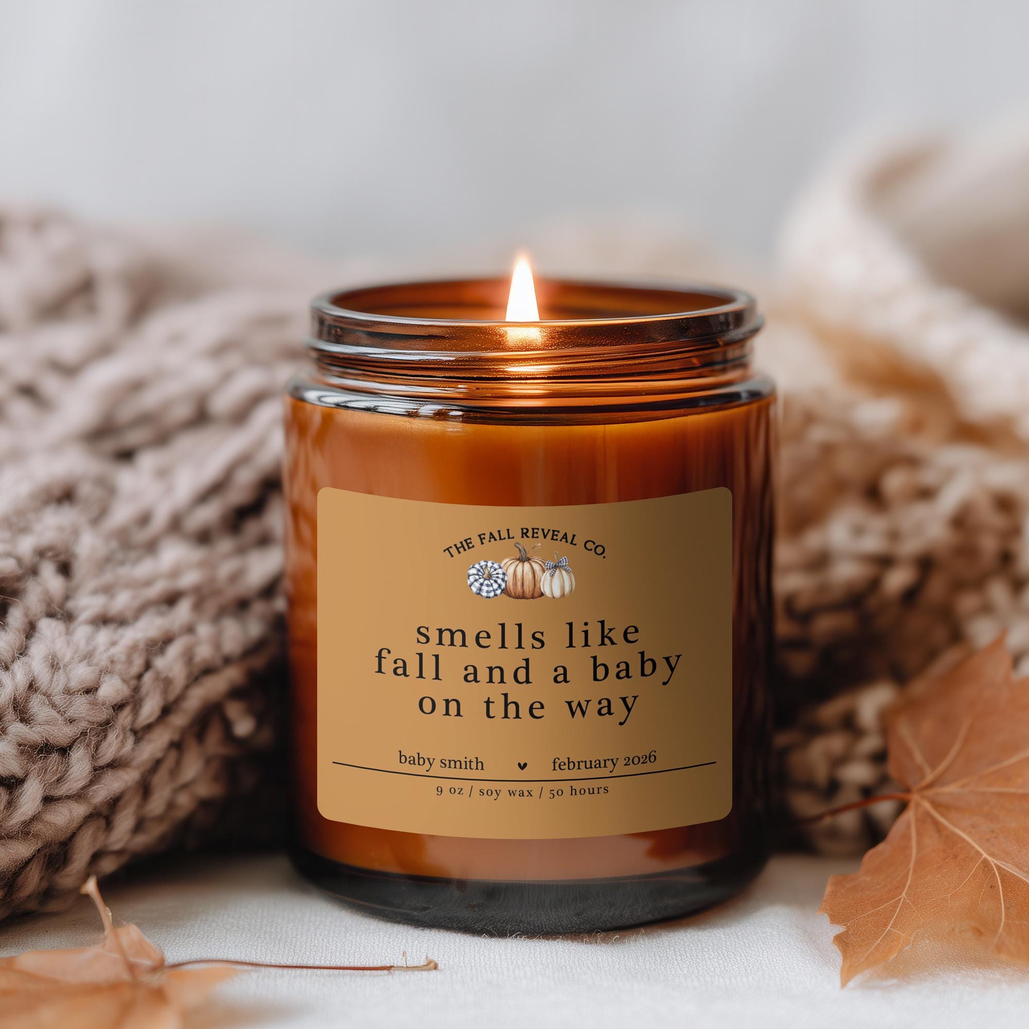 Fall Pregnancy Reveal Candle, Custom Baby Announcement Gift, Funny Baby ...