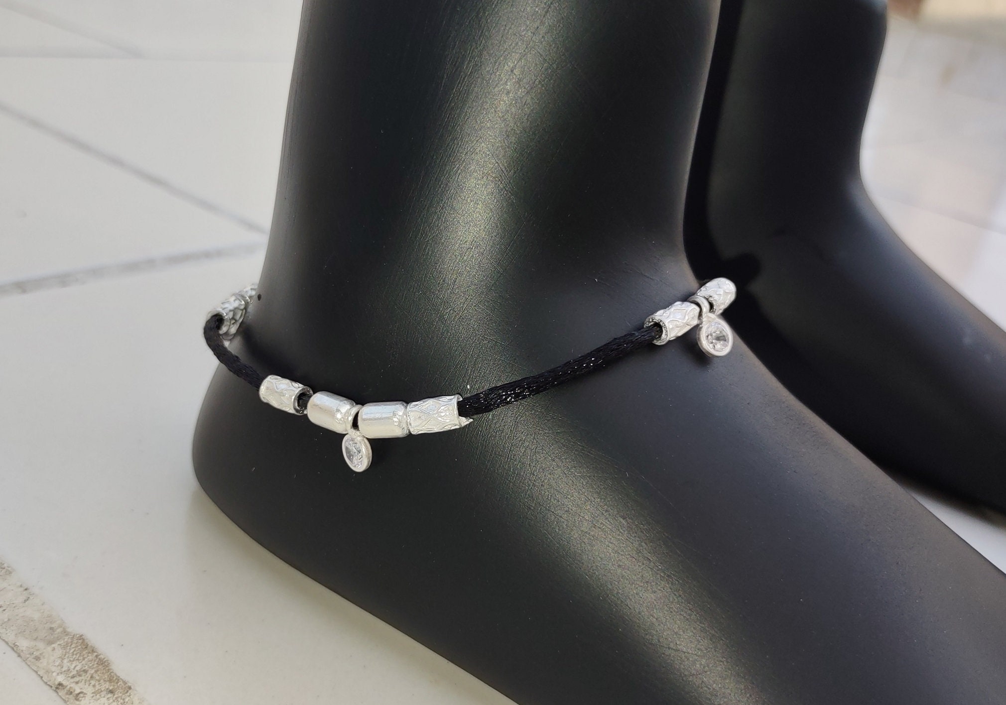 Pure Silver Single leg anklets | Etsy