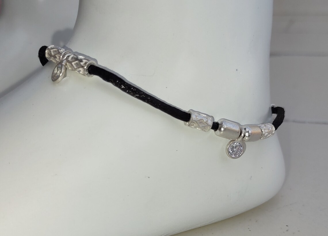 Pure Silver Single leg anklets | Etsy