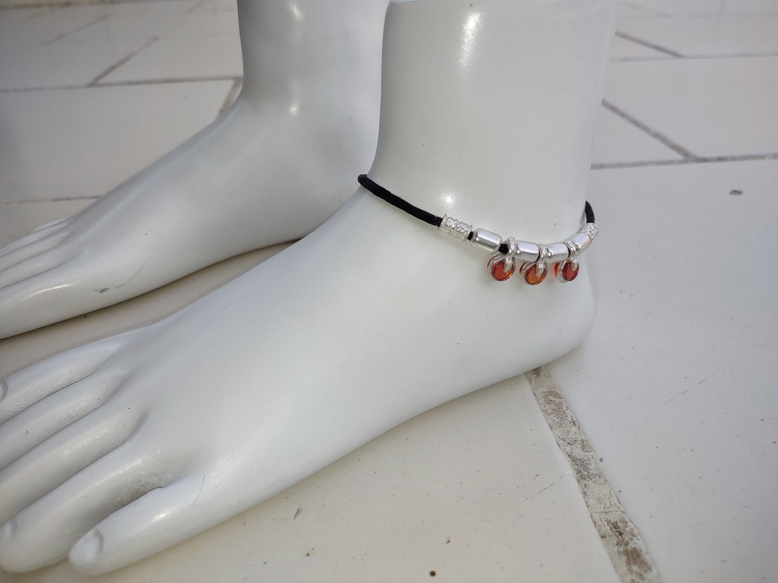 Pure Silver Single leg anklets | Etsy