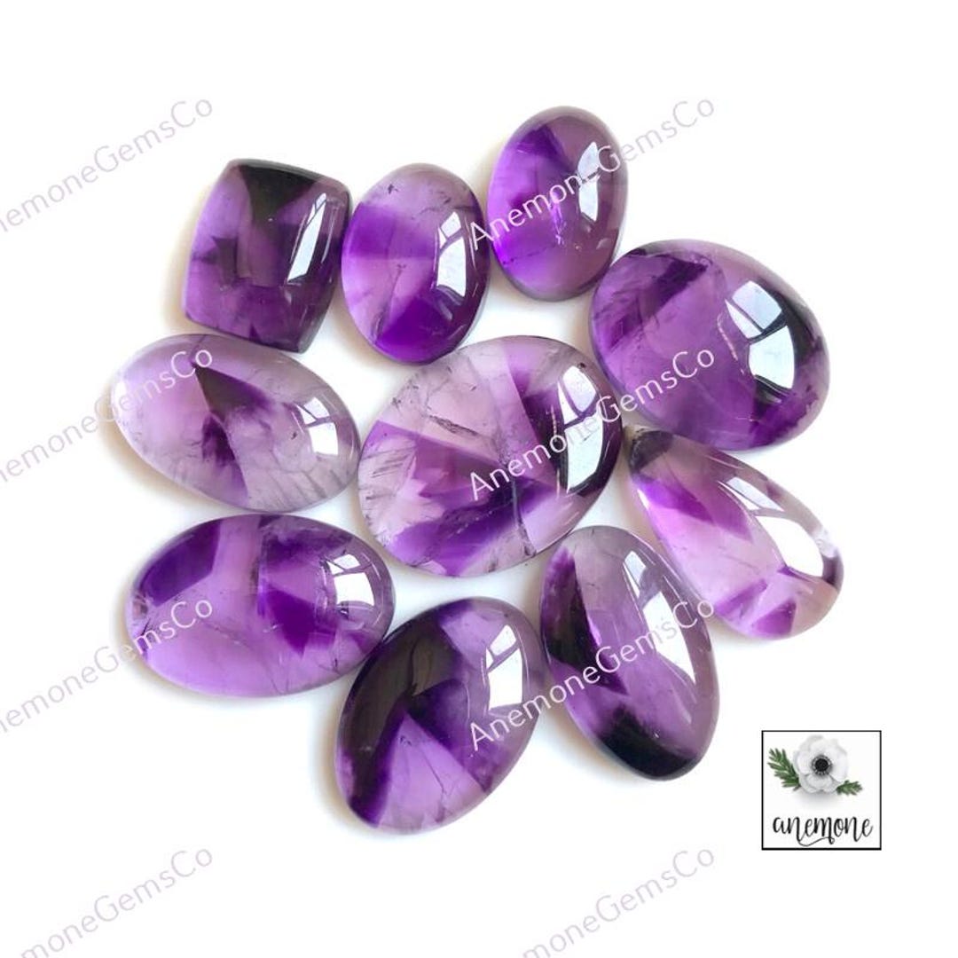 Trapiche Amethyst Cabochon, 16-23mm Approx Mix Shapes 10 Pcs Lot Same ...