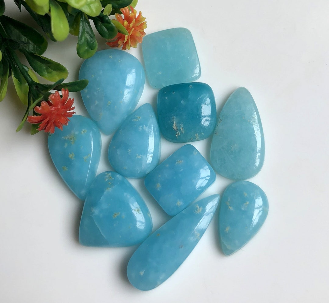 Hemimorphite Cabochon, 16 to 30mm Approx Mix Shapes and Size 10pcs Lot ...