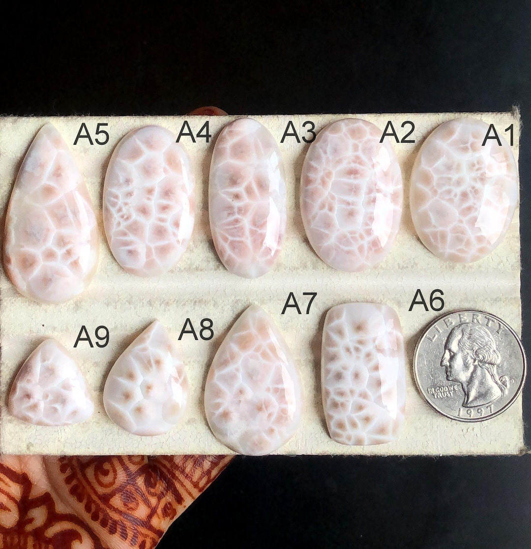 Selected Thomsonite Cabochon, Natural Pink Natrolite AKA Thomsonite ...