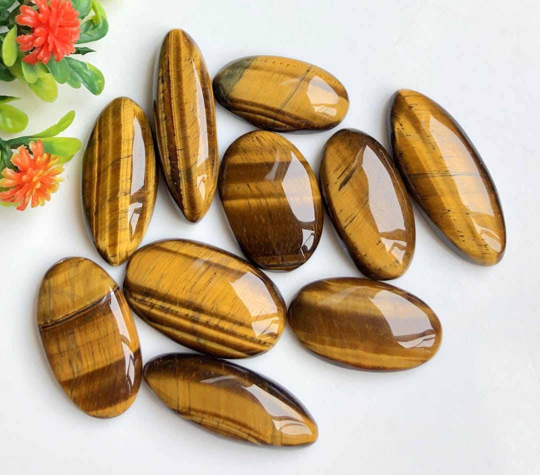 Yellow Tigers Eye Cabochons as in Picture, 27 to 38mm Approx Mix Shape ...
