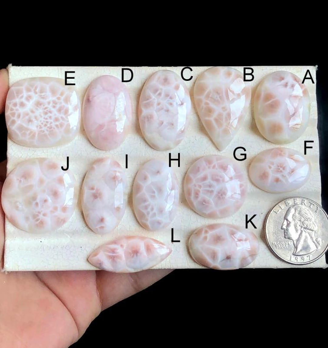 Selected Thomsonite Cabochon, Natural Pink Natrolite AKA Thomsonite ...