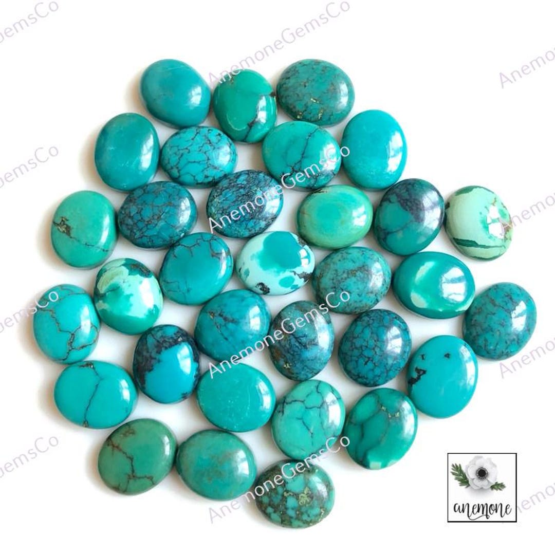 Buy Natural Turquoise Cabochon, 9x11mm Oval Shape 2 Pcs Pack, Turquoise ...