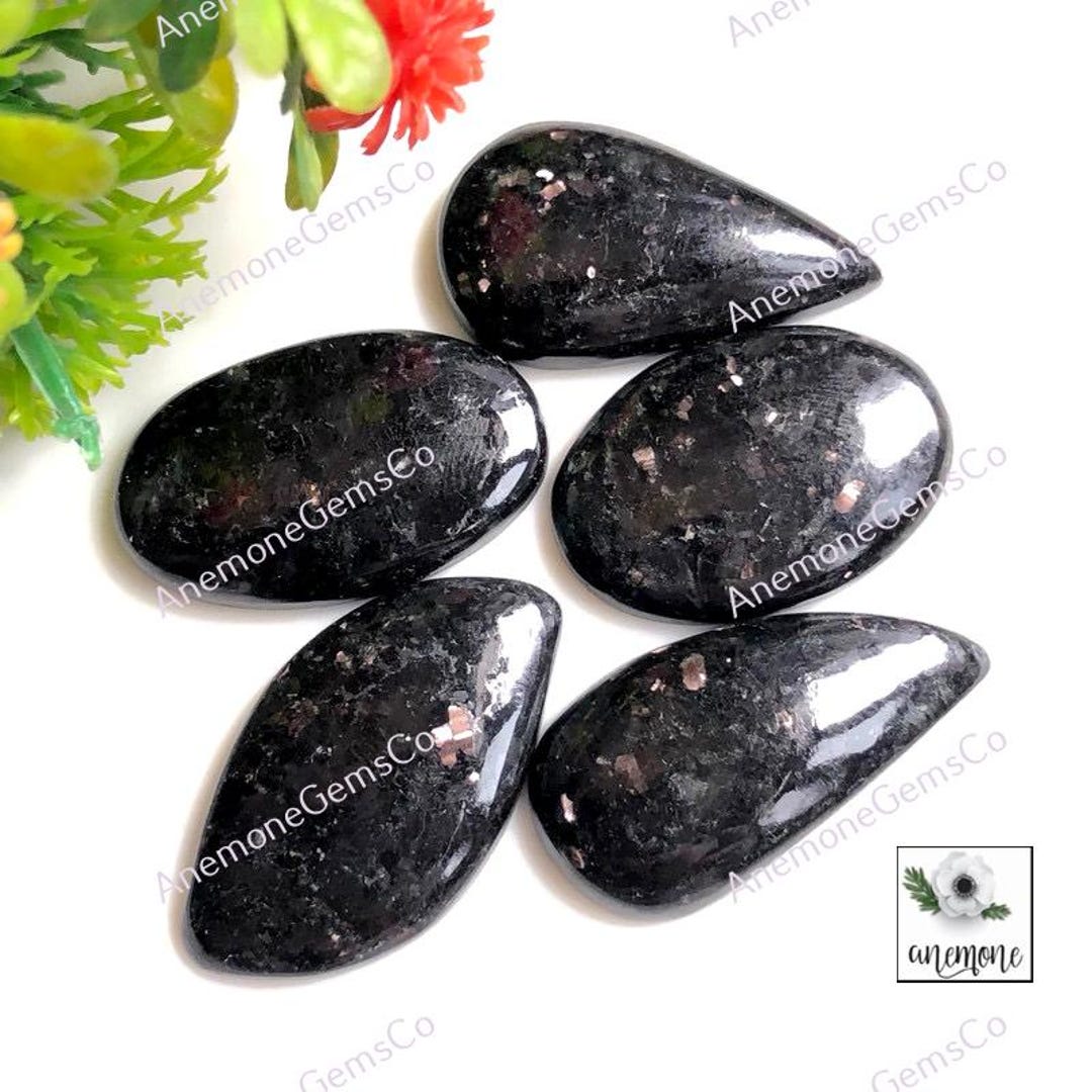 Nuummite Gemstone 26-32mm Approx, Mix Shapes 5 Pcs Lot Same as Picture ...