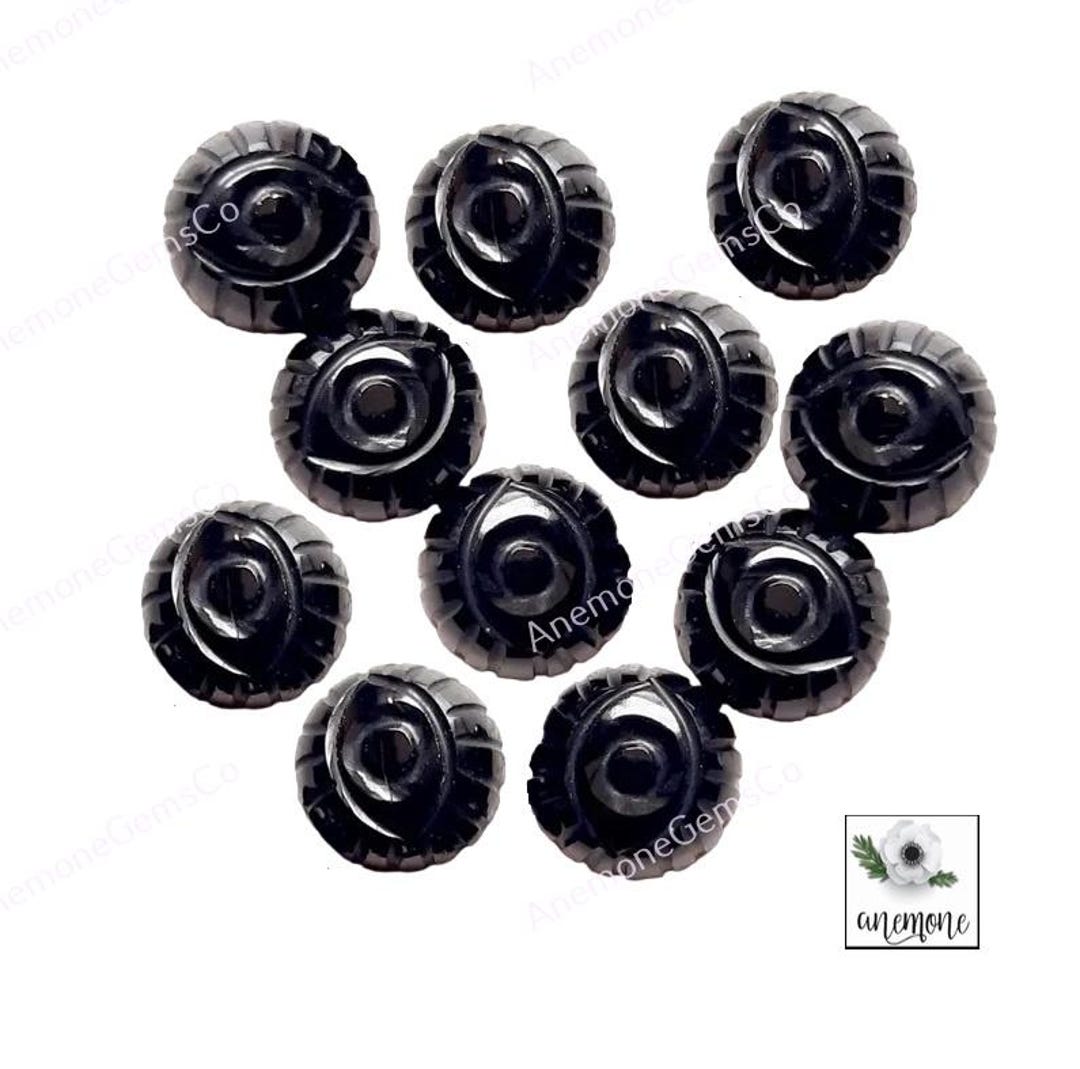 Natural Black Spinel Evil Eye Carving Round Shape Gemstones 10pcs Pack ...