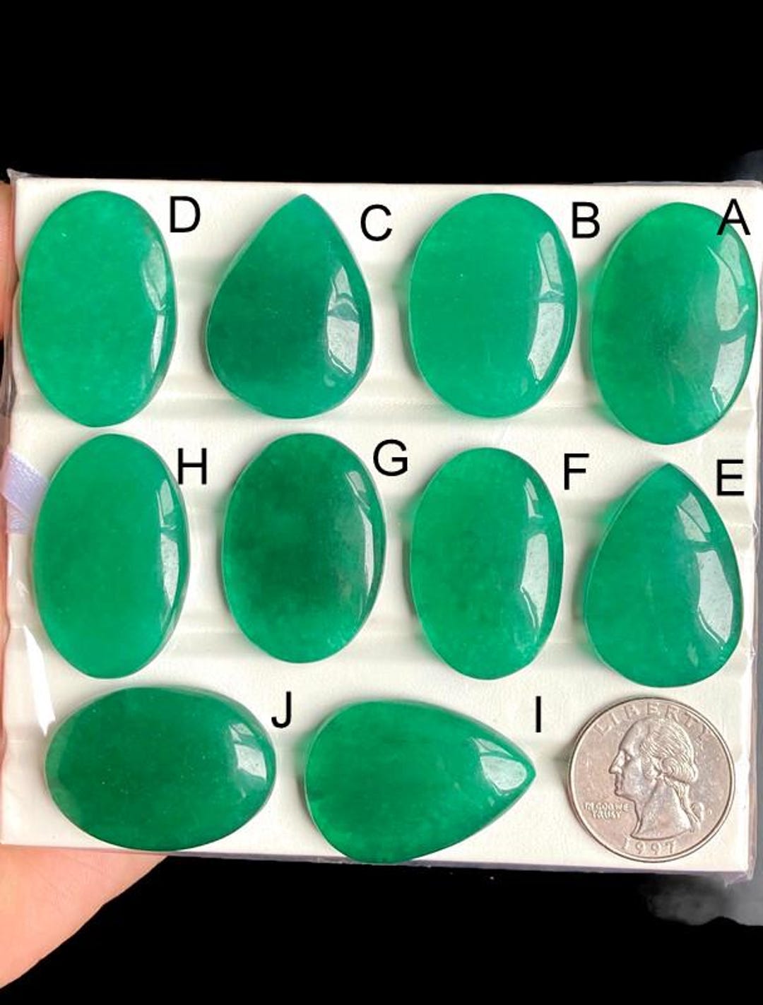 Selected Green Quartz Cabochons, Natural Semi Precious Gemstone for ...