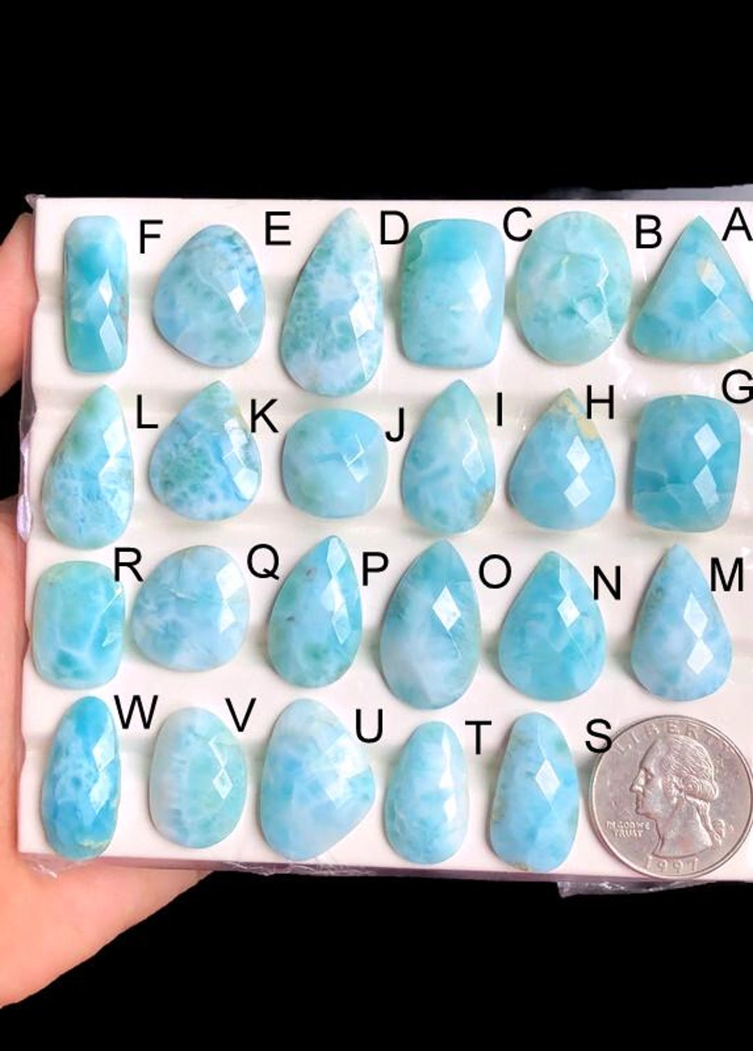 Selected Larimar Faceted Gemstone, Sky Designer Larimar Natural ...