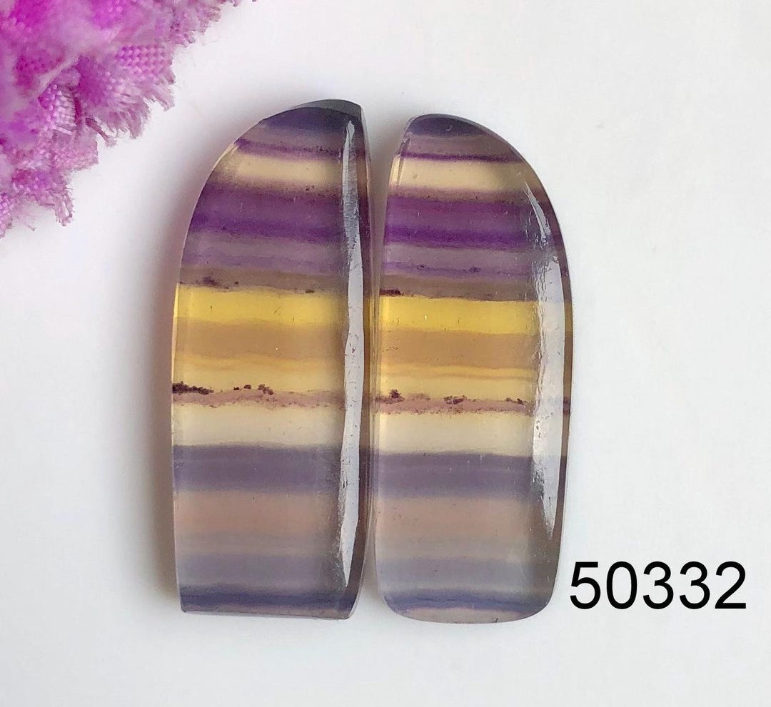 Fluorite Pair Cabochon, Healing Gemstone Pairs for Earrings Making ...