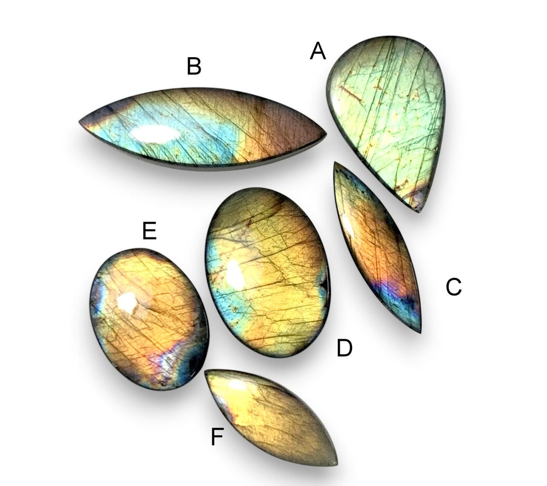 Natural Green Yellow Labradorite Cabochon - Flashy Golden Spectrolite ...