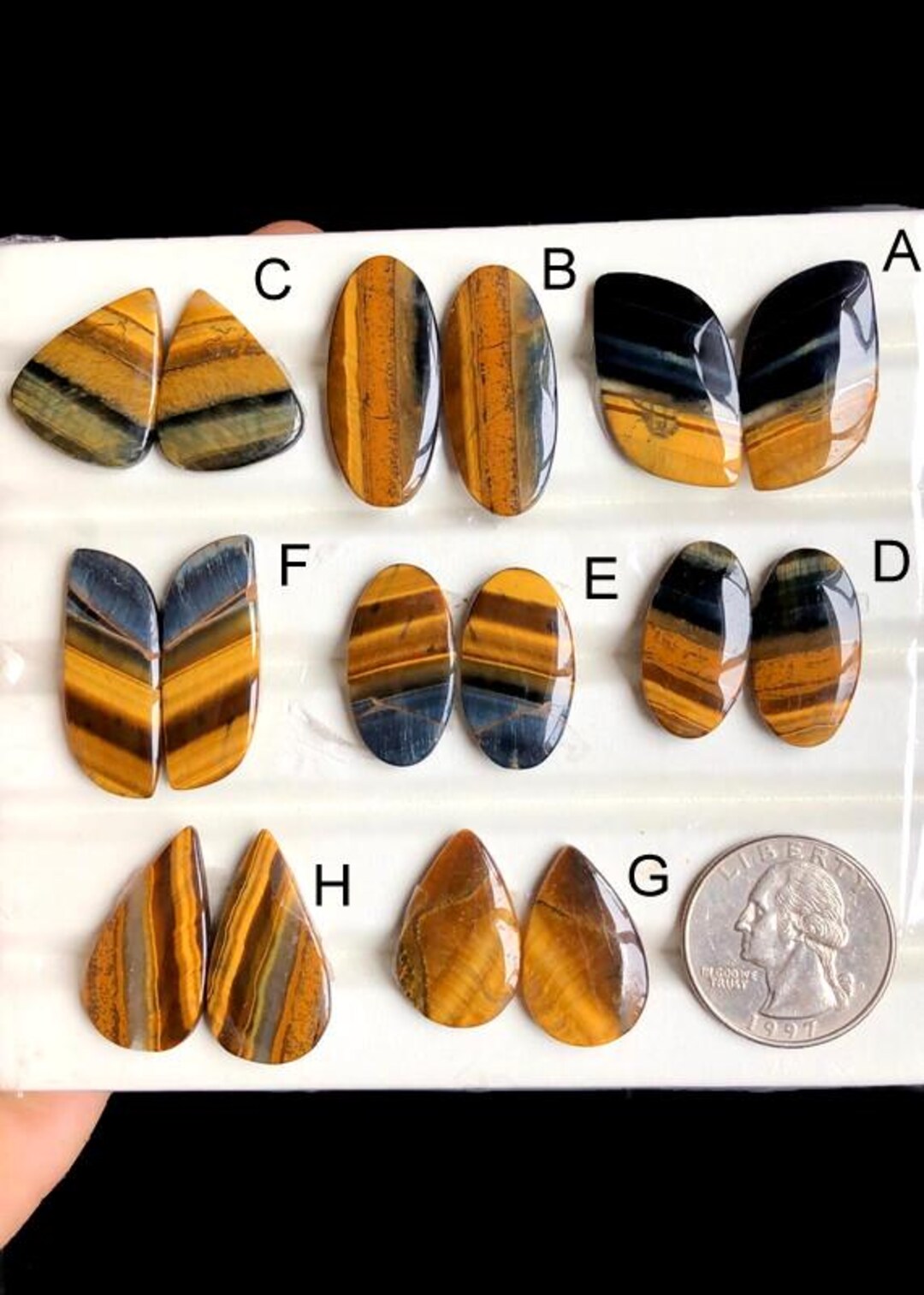 Selected Multi Tiger's Eye Earring Pairs Gemstone, Natural Semi ...