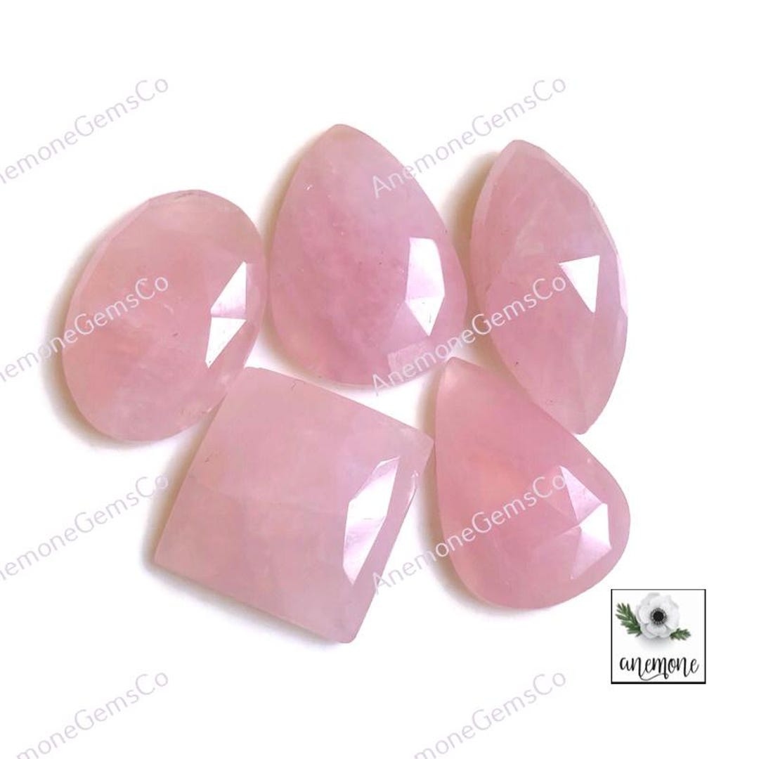 Rose Quartz Faceted Gemstone 26-32mm Approx, Mix Shape 5 Pcs Lot as in ...