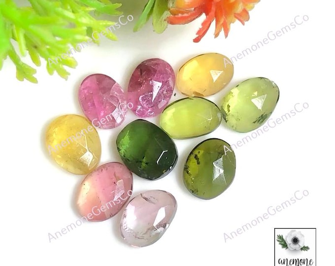 Multi Color Tourmaline Rose Cut, Watermelon Tourmaline 7x5mm Approx Mix ...