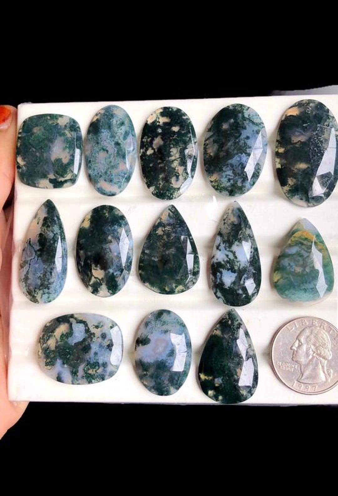 Selected Moos Agate Faceted Gemstone, Natural Semi Precious Gemstone ...
