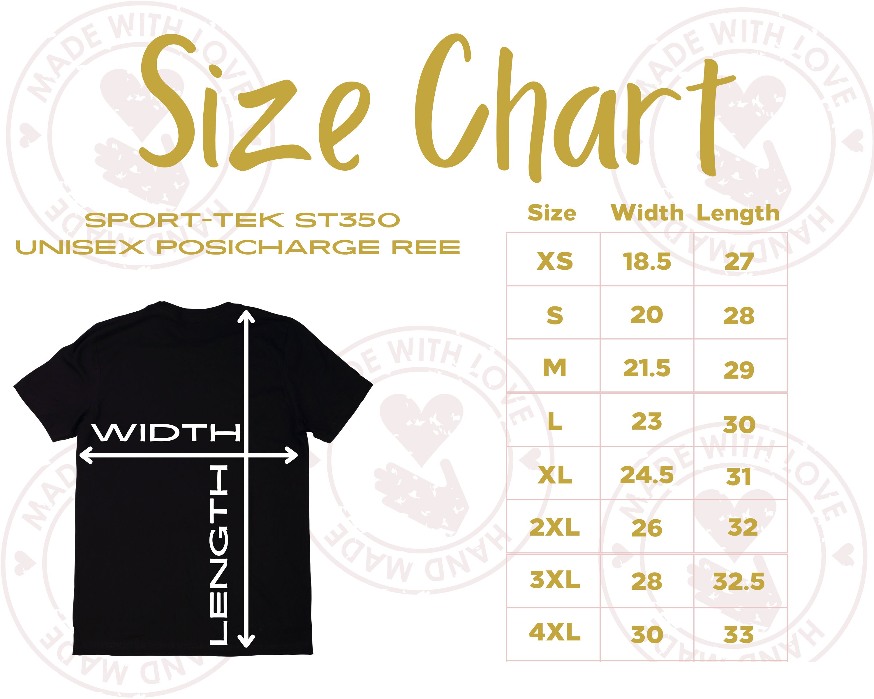 Sport-tek ST350 T-shirt Size Chart • Sport-tek Unisex Posicharge ...