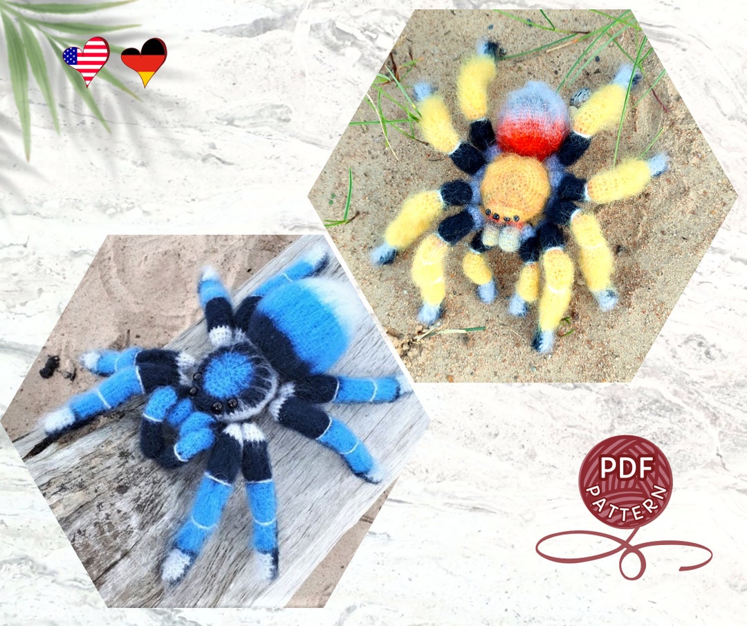 Crochet Pattern. Amigurumi Tarantulas: Yellow and Blue . Two - Etsy