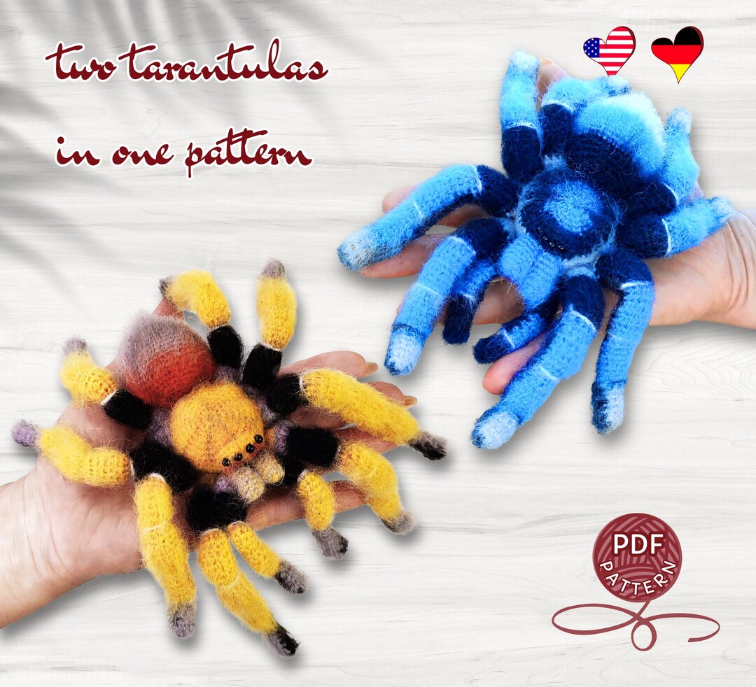 Crochet Pattern. Amigurumi Tarantulas: Yellow and Blue . Two Patterns ...
