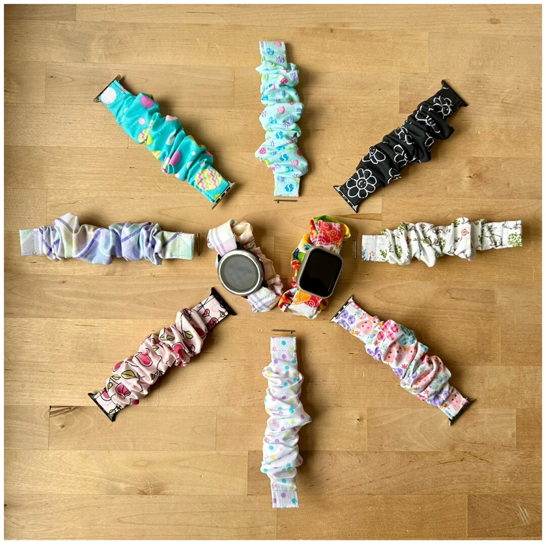 Spring Cotton Scrunchie Watch Band, Apple, Garmin, Samsung or Hair ...