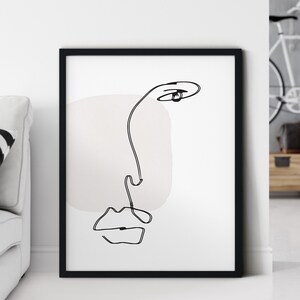 Abstract Female Face Print, PRINTABLE One Line Drawing, Minimalist ...