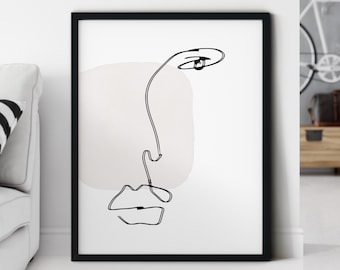 Abstract Female Face Print Printable One Line Drawing - Etsy