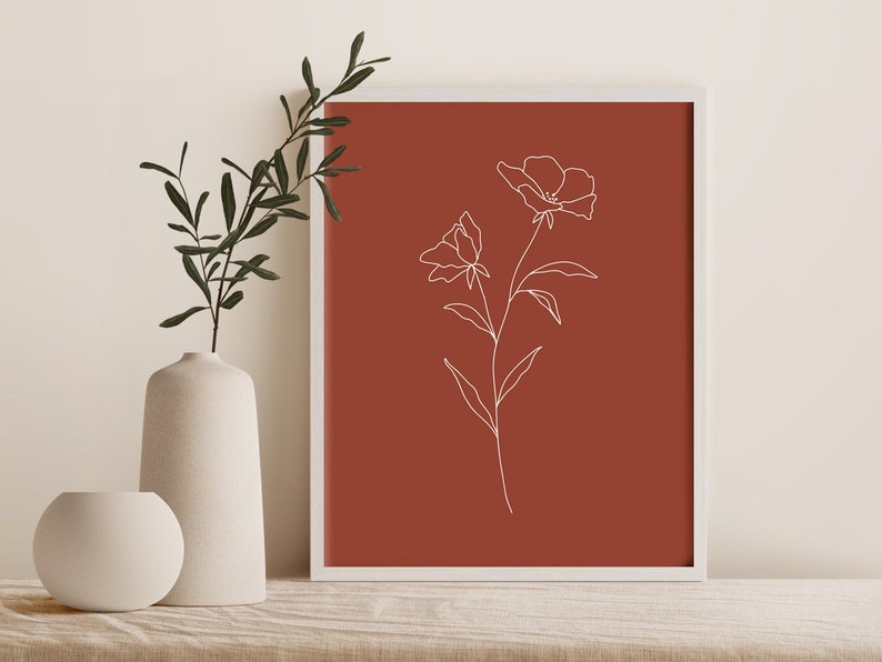 Burnt Orange PRINTABLE Flower Wall Art Boho Print Floral - Etsy