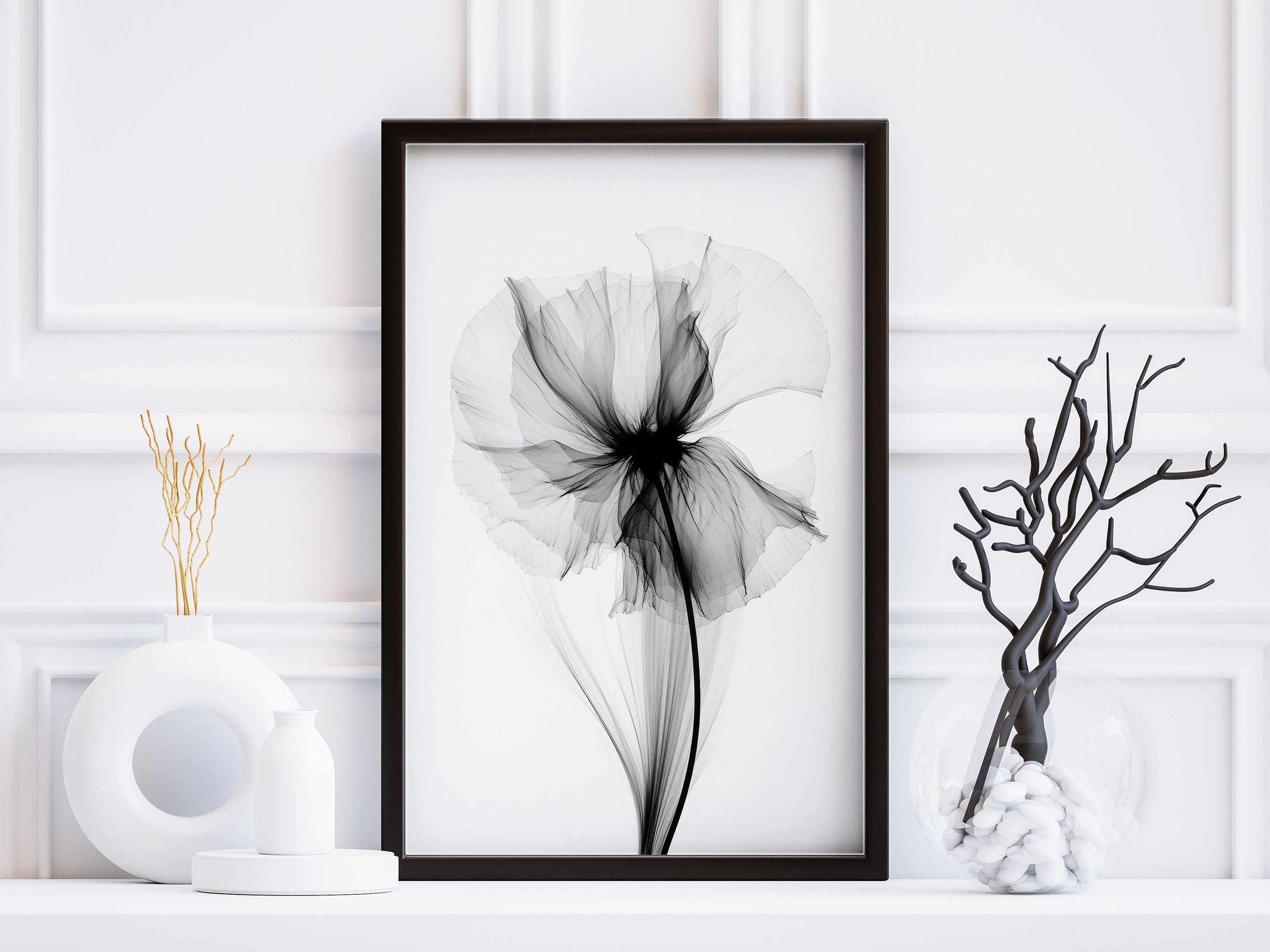 X-ray Flower Digital Art Black and White Flower Prints Rontgen Bild ...
