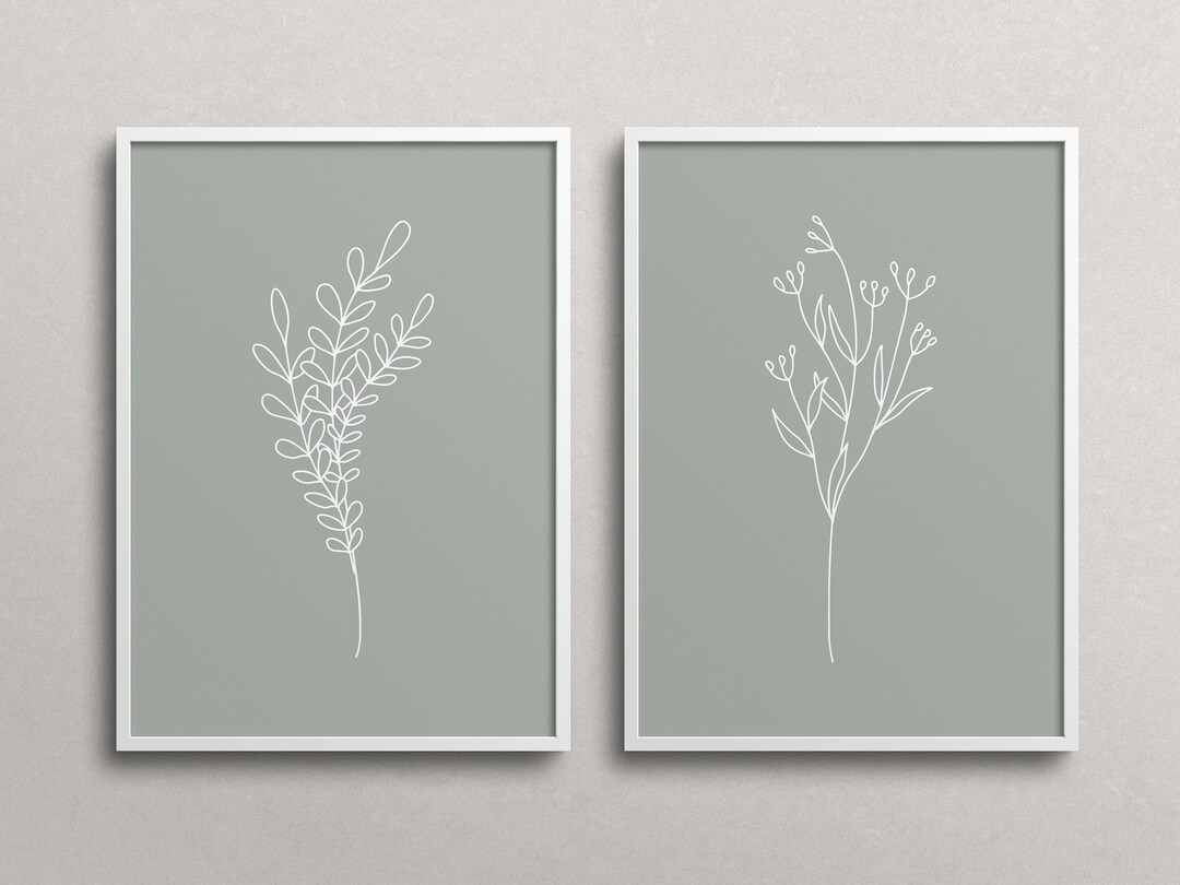 Botanical Prints, Green Wall Art, PRINTABLE Botanical Wall Art Set of 2 ...