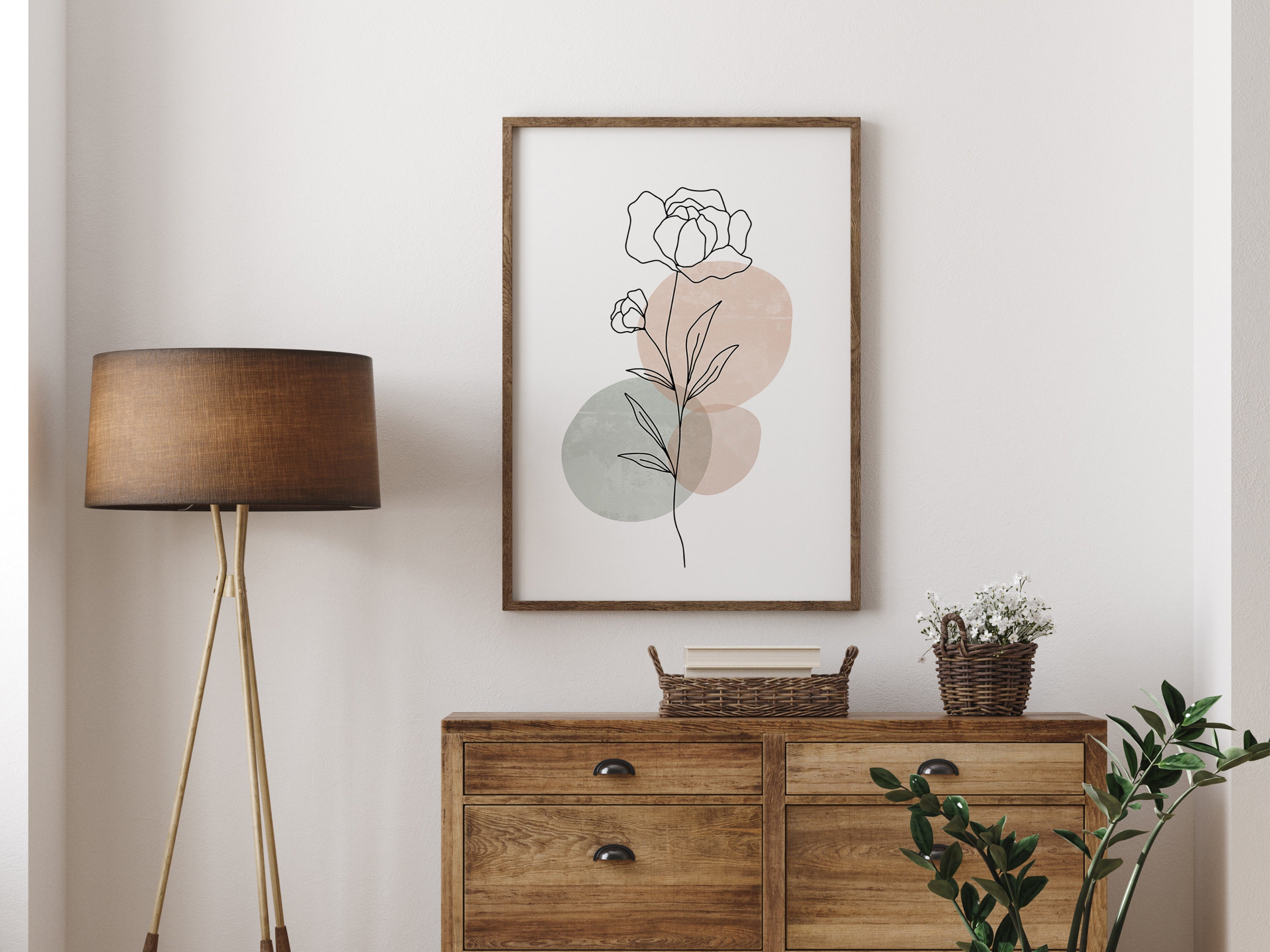 Abstract Flower Line Art Prints, DIGITAL DOWNLOAD, Floral Line Drawing ...