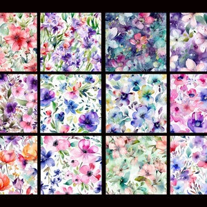 Floral Digital Paper Pack, SEAMLESS Pattern, 12x12 Digital Paper ...