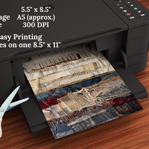 Printable Half Papers Junk Journal Ephemera Pack A5 Collage Lace Fabric ...
