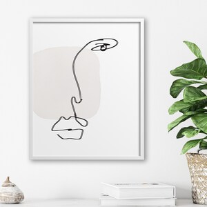 Abstract Female Face Print, PRINTABLE One Line Drawing, Minimalist ...