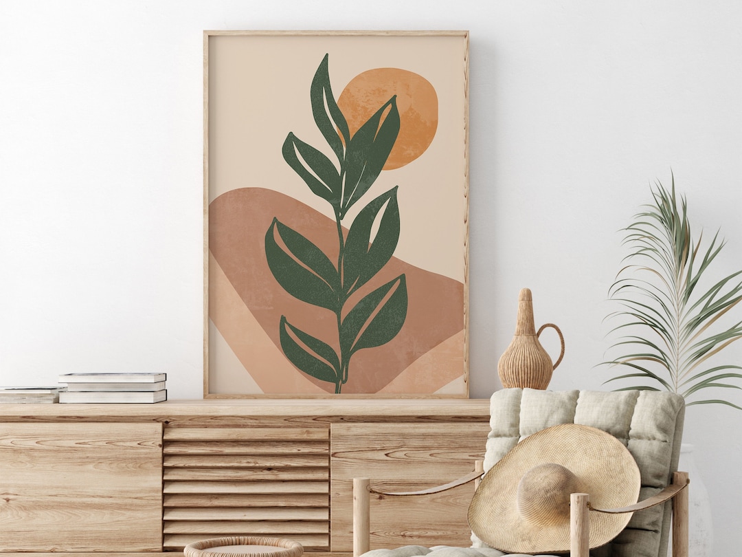 Boho Printable Wall Art, Neutral Wall Decor, Plant Print, Boho Plant ...