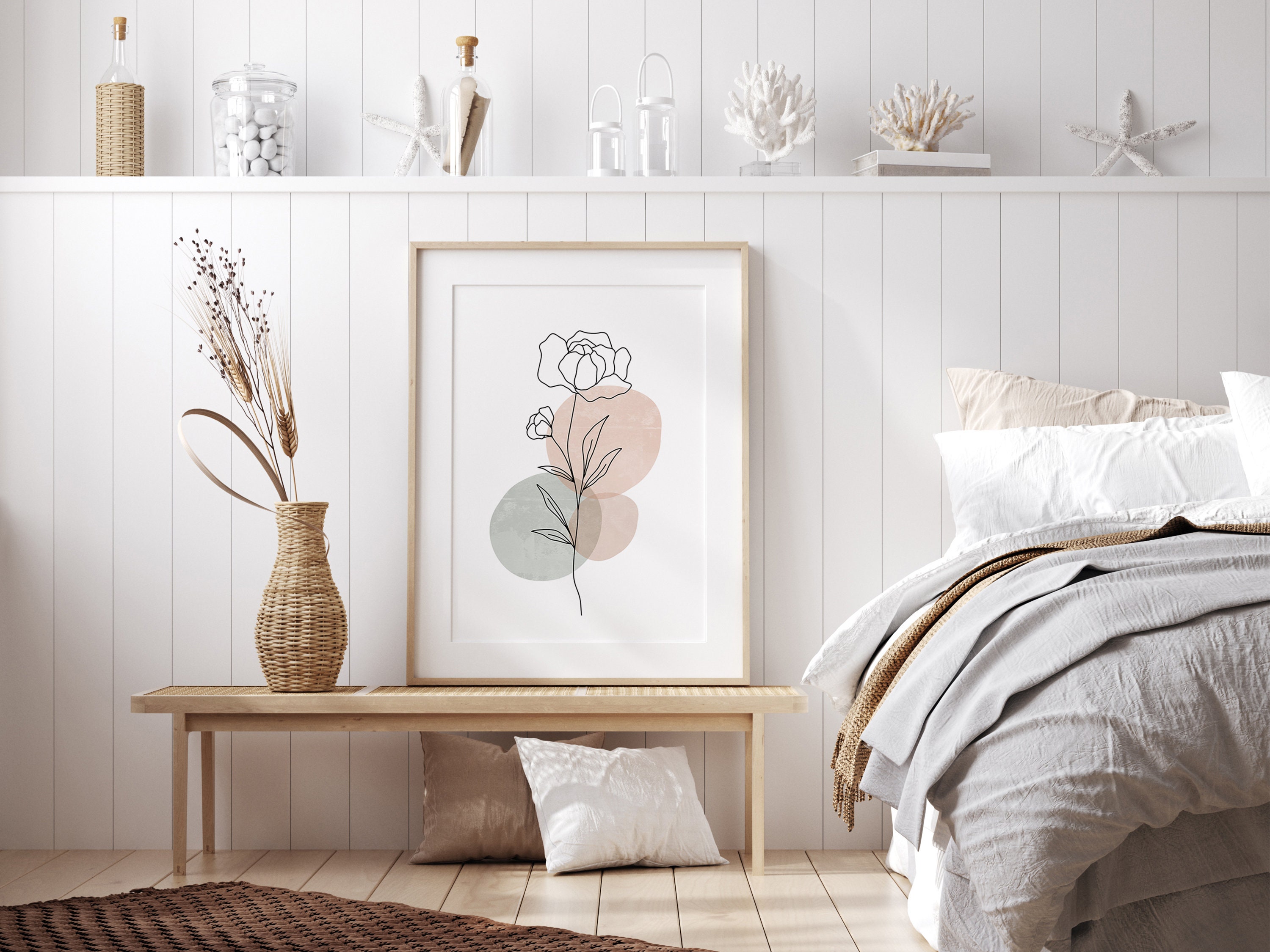 Abstract Flower Line Art Prints, DIGITAL DOWNLOAD, Floral Line Drawing ...