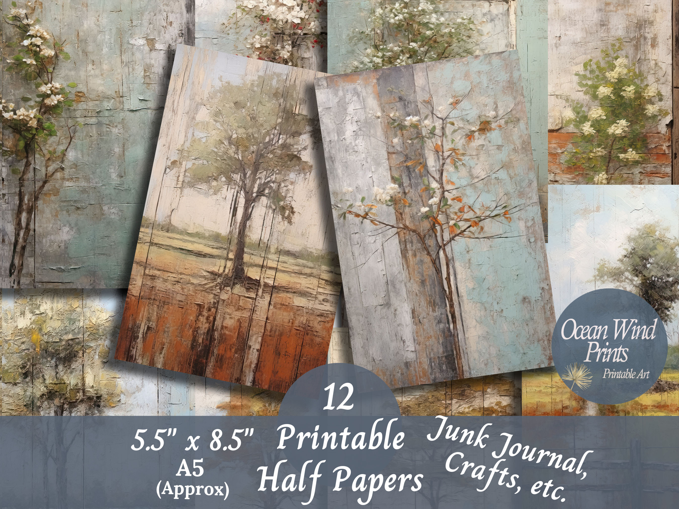 Rustic Half Papers Ephemera Collage Junk Journal Printable Decoupage ...