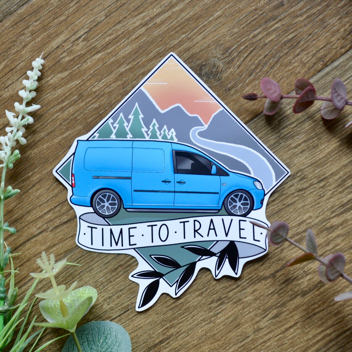 Campervan Sticker Time To Travel Vinyl Laptop Bumper | Etsy