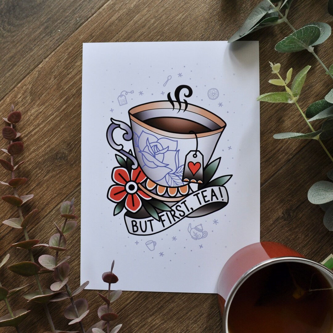 Tea Addict Print, A4, A5 | Traditional Tattoo Art | Wall Art - Etsy