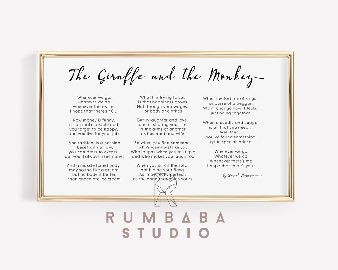 The Giraffe and the Monkey Poem Frame Tv Art Tv Art Download Tv Art ...