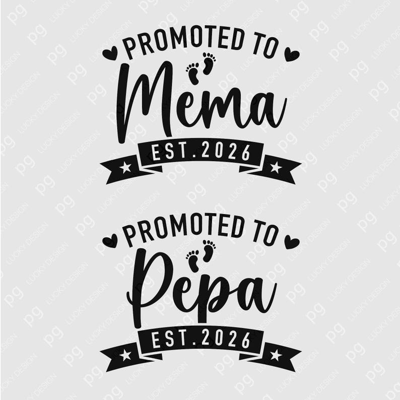 Promoted to Mema Pepa 2026 Svg Png, New Grandma Grandpa Baby ...