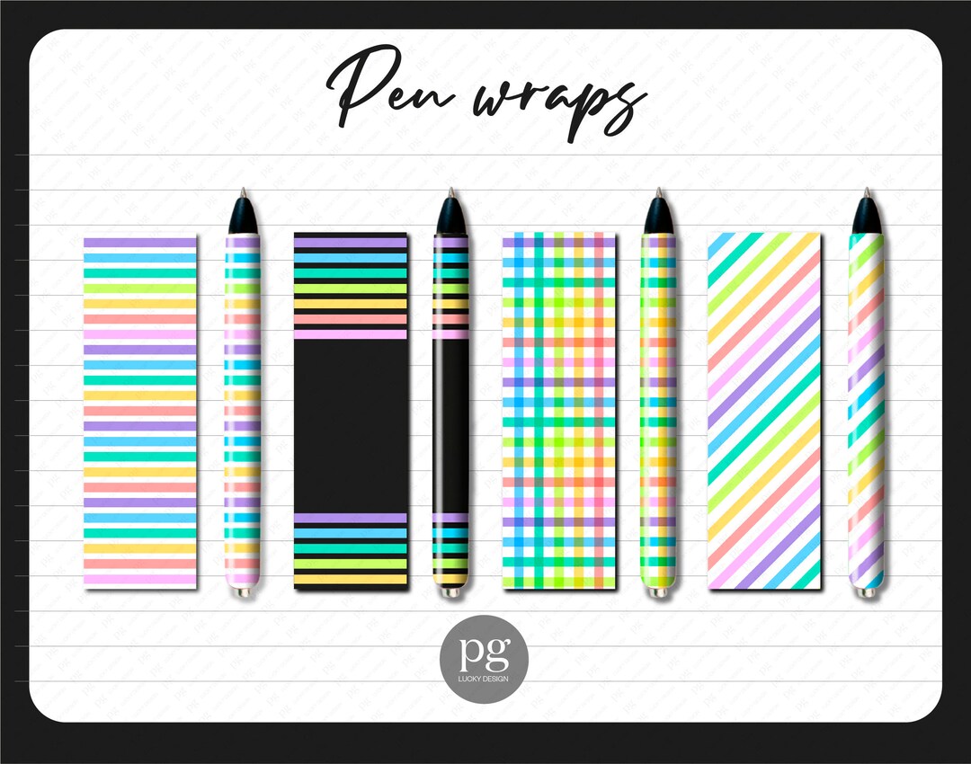 Easter Pastel Color Pen Wraps, Pastel Strip Line Pattern Waterslide ...