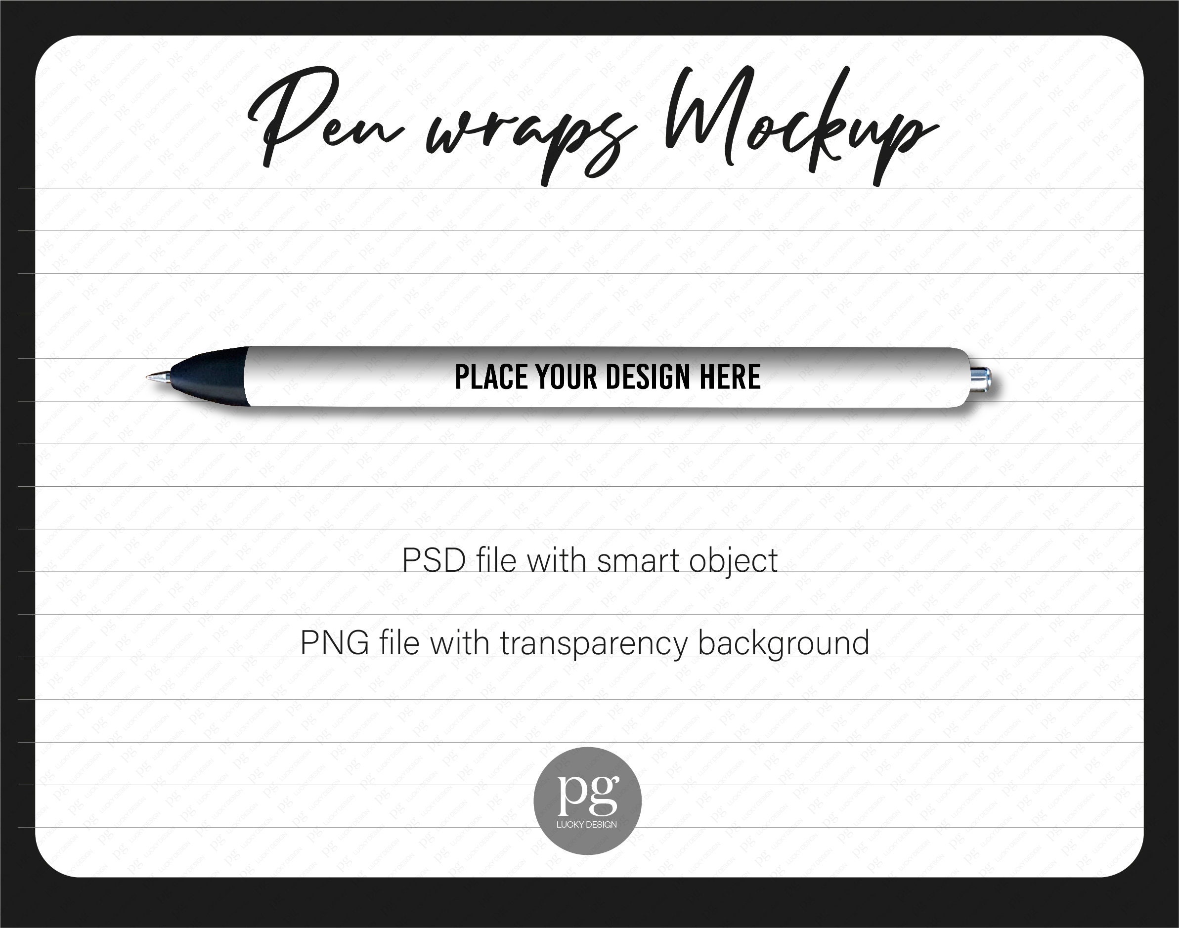 Vertical Open Epoxy Pen Wrap Mockup, Blank White Epoxy Glitter Pen ...