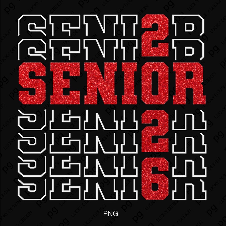 Senior 2026 SVG PNG: Glitter Red Class of 2026 Graduate Gift Design ...