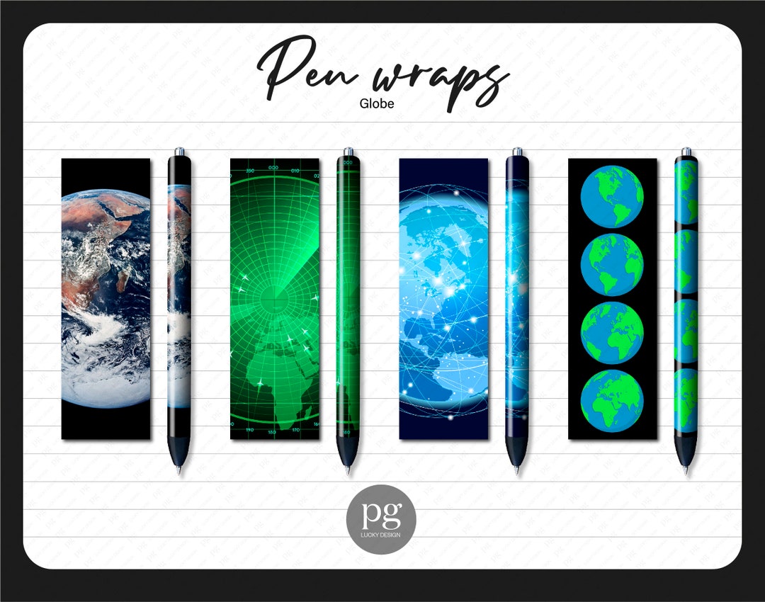 Globe Pen Wraps, Global Earth Map Telecom Theme Pattern Print ...