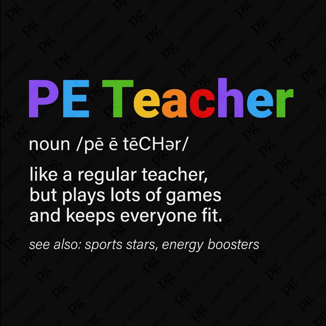 PE Teacher Definition Svg Png, Fun Back to School Physical Education ...