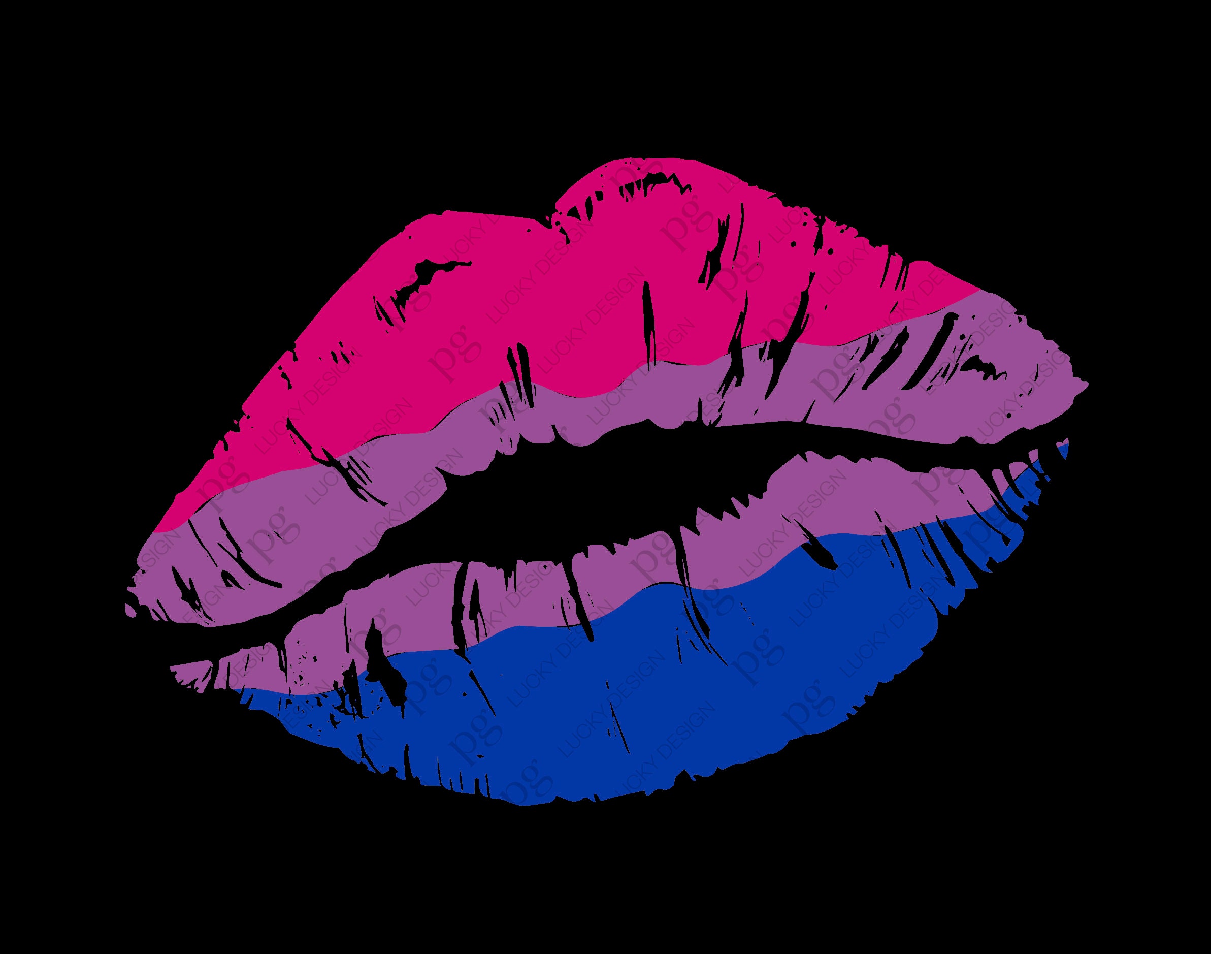 Lgbtq Bisexual Lips, Lgbtq Pride Month Svg, Bisexual Flag Distressed ...