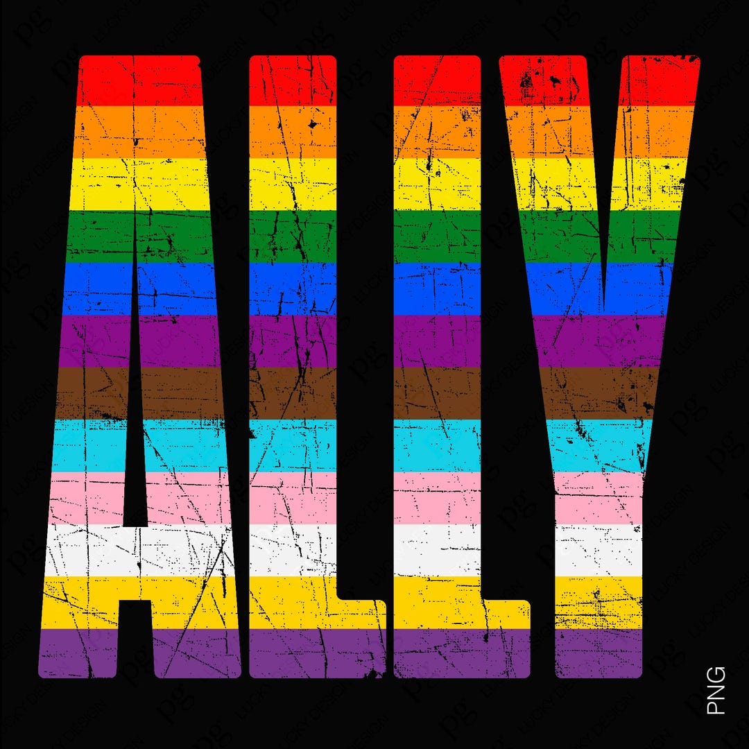 ALLY Svg Png, Lgbtq Svg, Distressed Ally Rainbow Pride Fiag Png, Pride ...