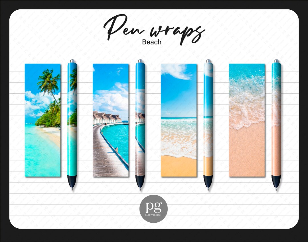 Beach Pen Wraps, Sea Beach Vibes Print Waterslide & Printable Vinyl ...
